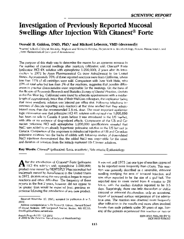 (PDF) Investigation of previously reported mucosal swellings after ...