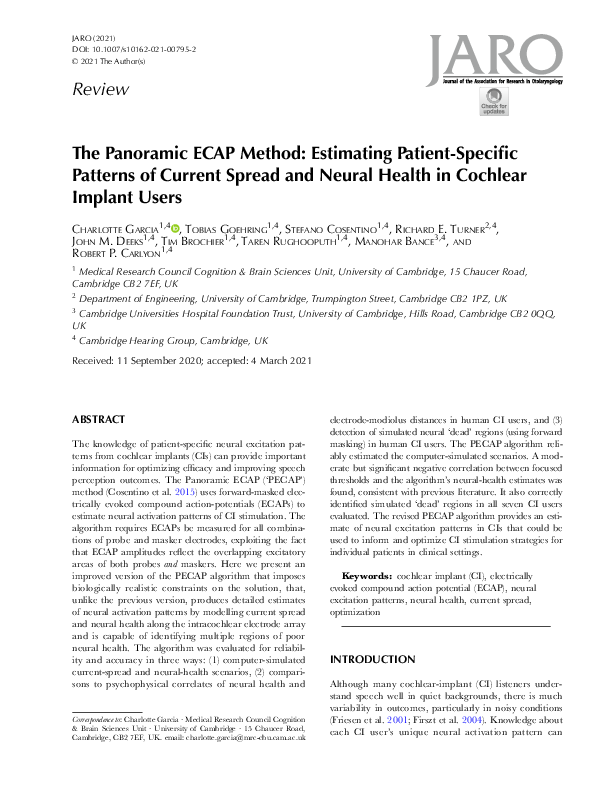 (PDF) The Panoramic ECAP Method: Estimating Patient-Specific Patterns ...
