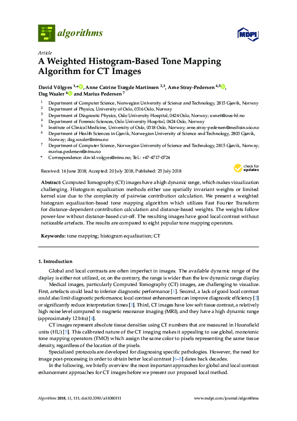 (PDF) A Weighted Histogram-Based Tone Mapping Algorithm for CT Images