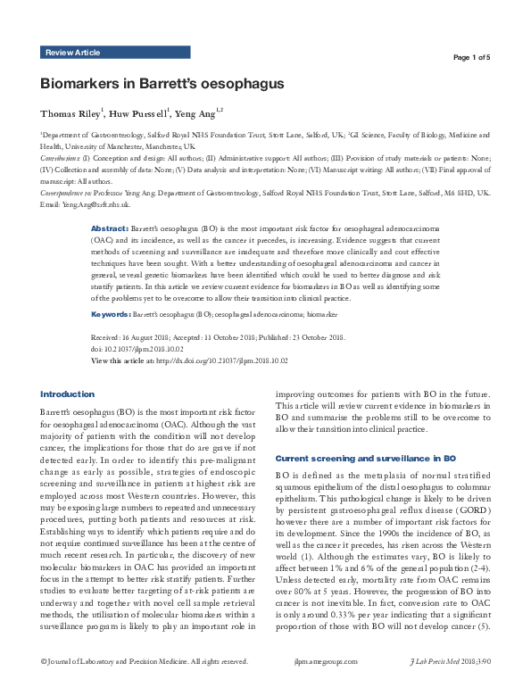 (PDF) Cytosponge-trefoil factor 3 versus usual care to identify Barrett ...