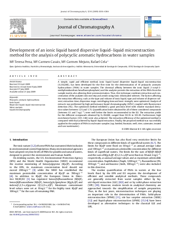 (PDF) Development of an ionic liquid based dispersive liquid–liquid microextraction method for ...