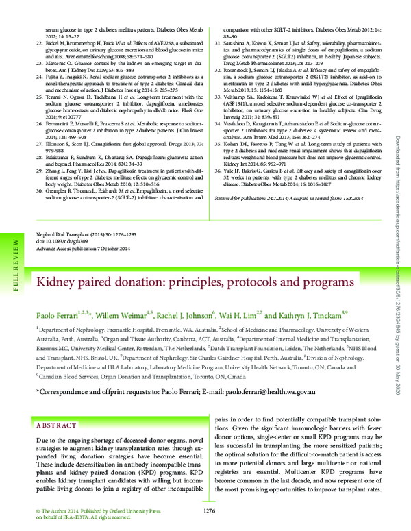 (PDF) Kidney paired donation: principles, protocols and programs