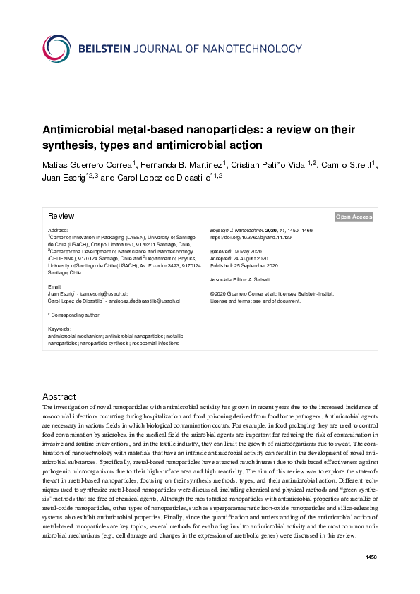 (PDF) Antimicrobial metal-based nanoparticles: a review on their synthesis, types and ...