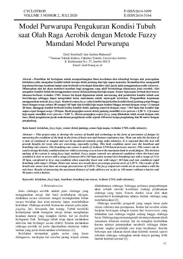 (PDF) Model Purwarupa Pengukuran Kondisi Tubuh saat Olah Raga Aerobik ...