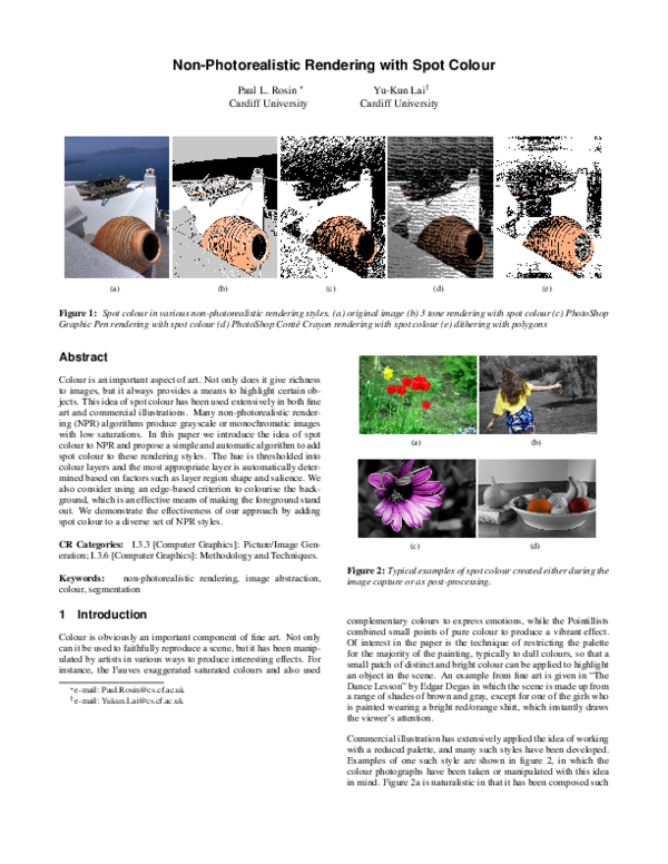 (PDF) Non-photorealistic rendering with spot colour