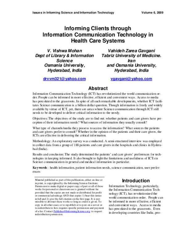 (PDF) Informing Clients through Information Communication Technology in ...