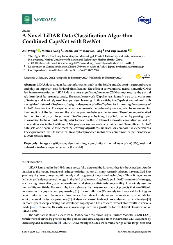 Pdf A Novel Lidar Data Classification Algorithm Combined Capsnet With Resnet