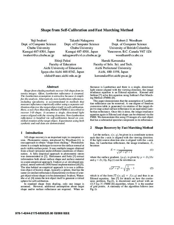 (PDF) Shape from self-calibration and Fast Marching Method