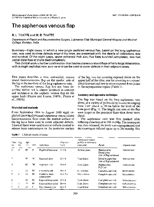 (PDF) The saphenous venous flap