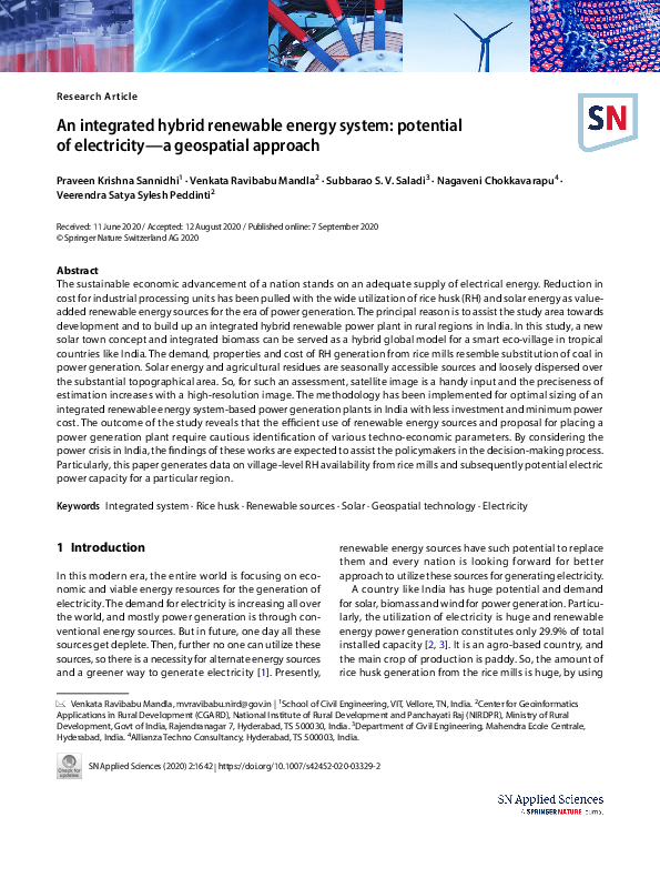 (PDF) An integrated hybrid renewable energy system: potential of ...