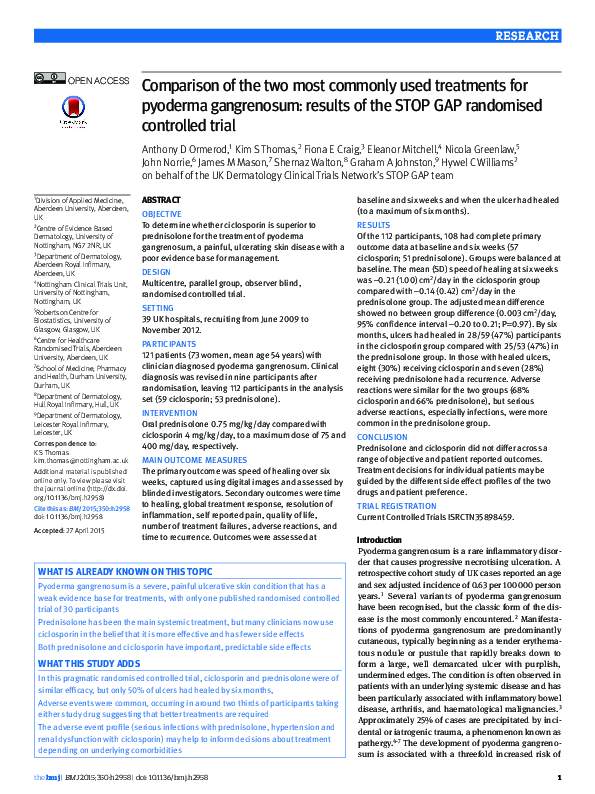 (PDF) Comparison of the two most commonly used treatments for pyoderma ...