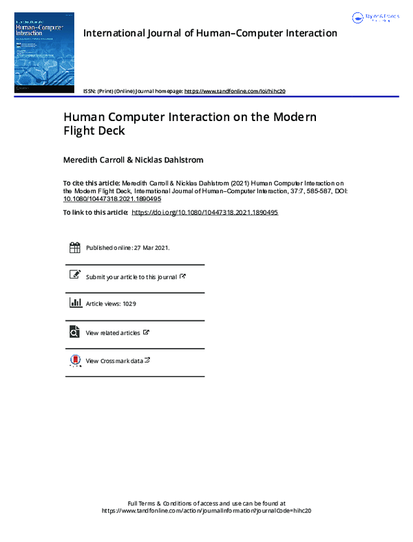 (PDF) Human Computer Interaction on the Modern Flight Deck