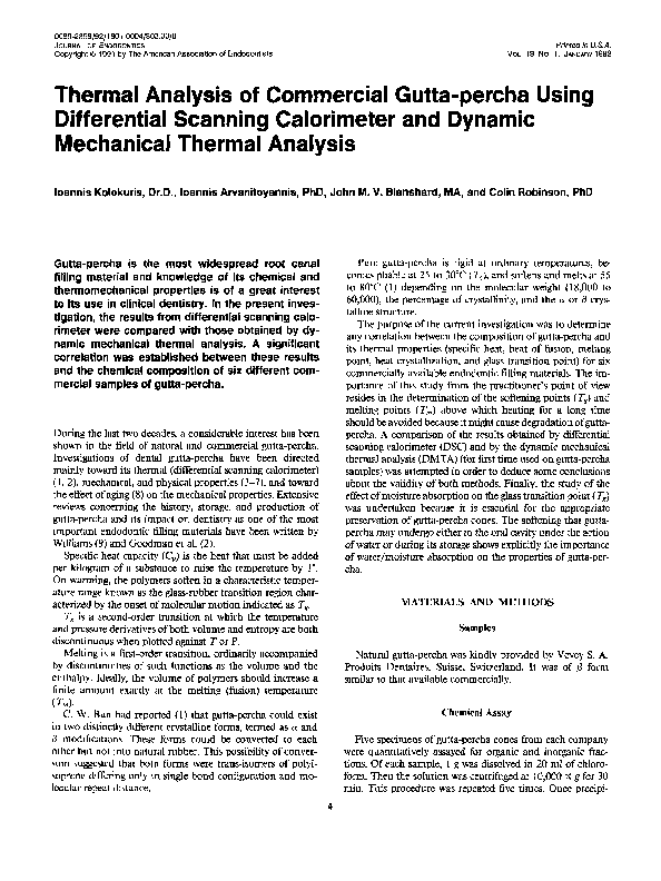 (PDF) Thermal analysis of commercial Gutta-percha using differential ...