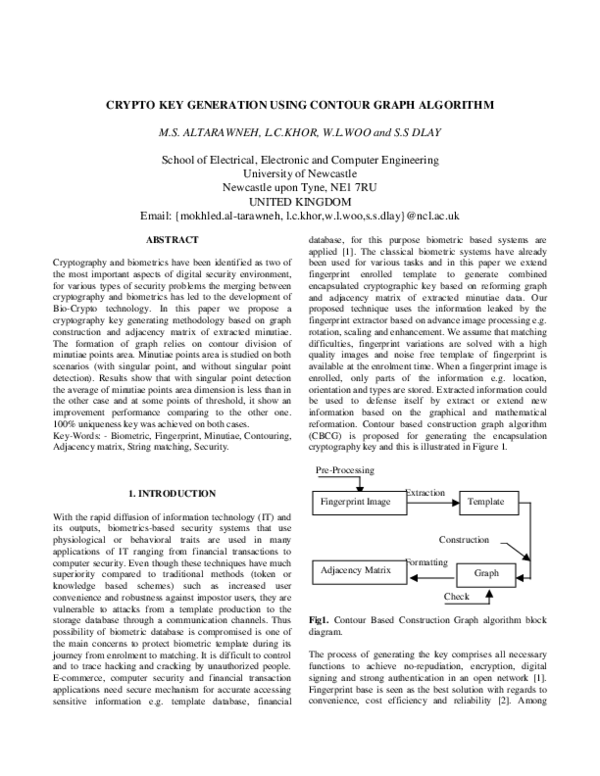 (PDF) Crypto key generation using contour graph algorithm