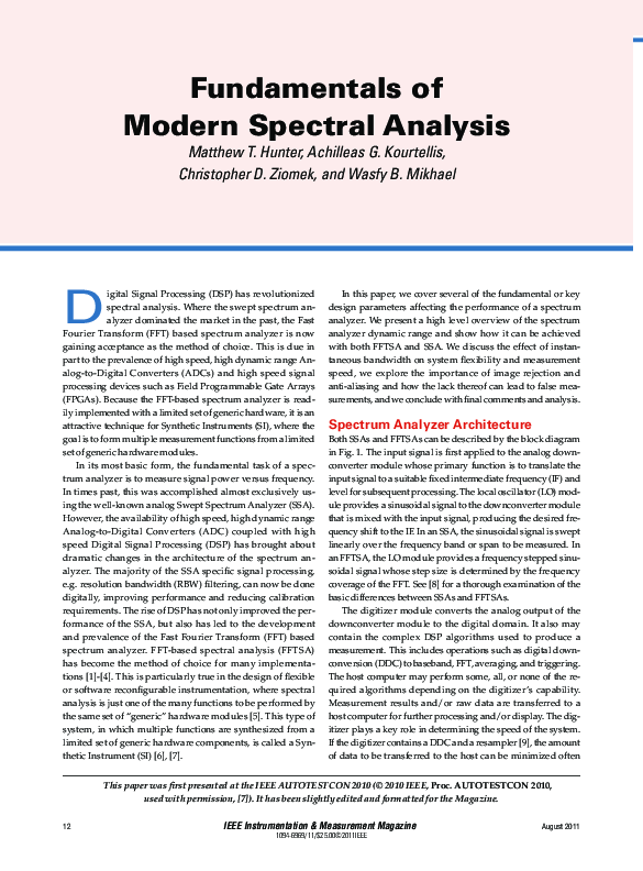 (PDF) Fundamentals of modern spectral analysis