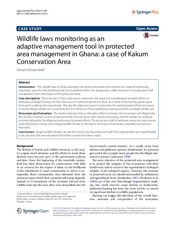 (PDF) Wildlife laws monitoring as an adaptive management tool in ...