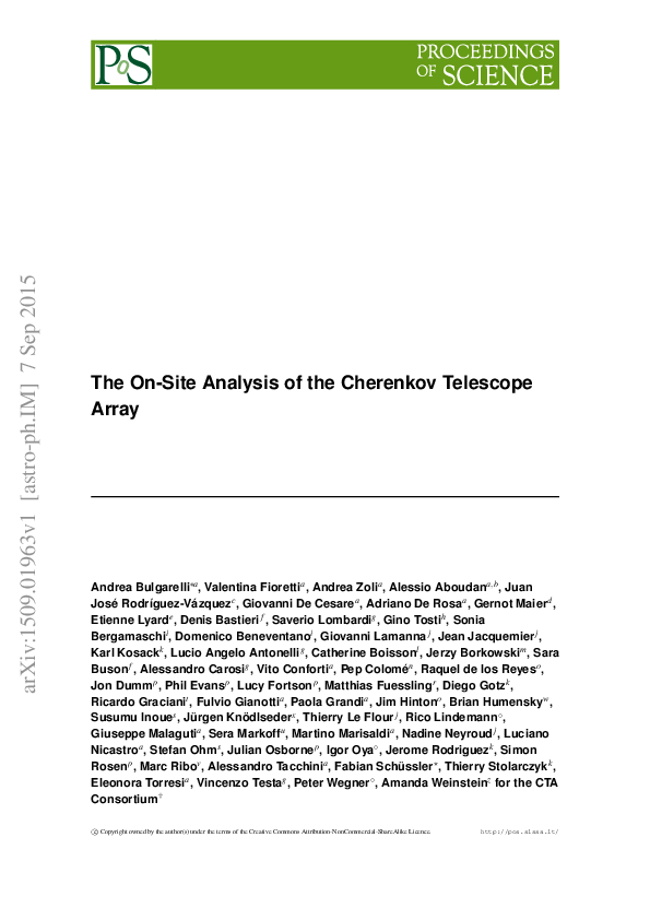 (PDF) The On-Site Analysis of the Cherenkov Telescope Array