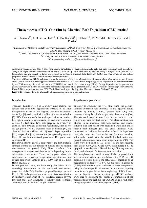 (PDF) The synthesis of TiO2 thin film by Chemical Bath Deposition (CBD ...