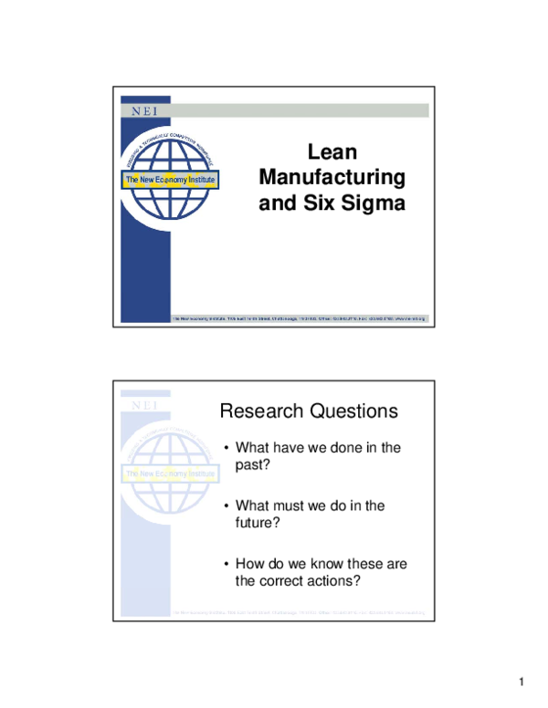(PDF) Lean Manufacturing and Six Sigma