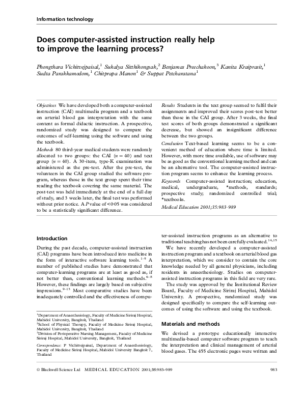 (PDF) Does computer-assisted instruction really help to improve the ...