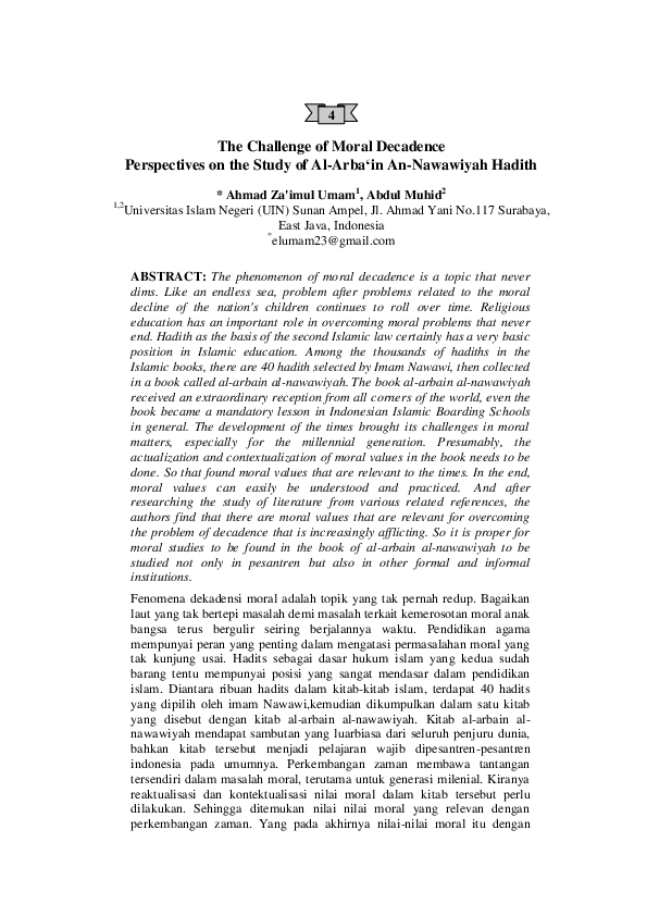 (PDF) The Challenge of Moral Decadence Perspectives on the Study of Al ...