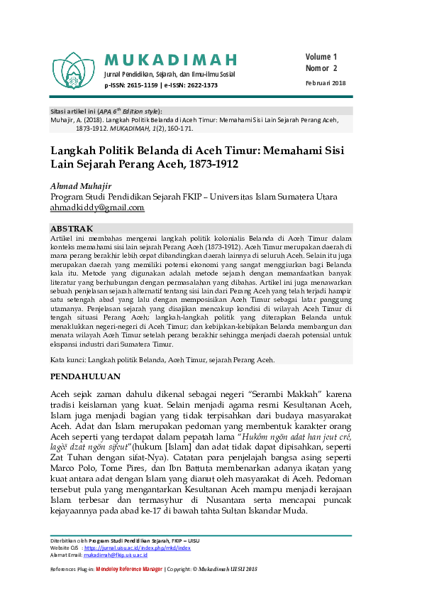 (PDF) Langkah Politik Belanda di Aceh Timur: Memahami Sisi Lain Sejarah ...