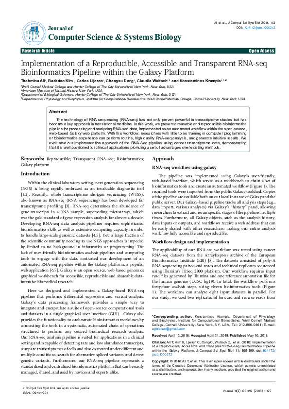 (PDF) Implementation of a Reproducible, Accessible and Transparent RNA ...