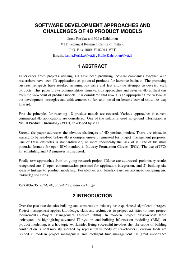 (PDF) Software development approaches and challenges of 4D product ...