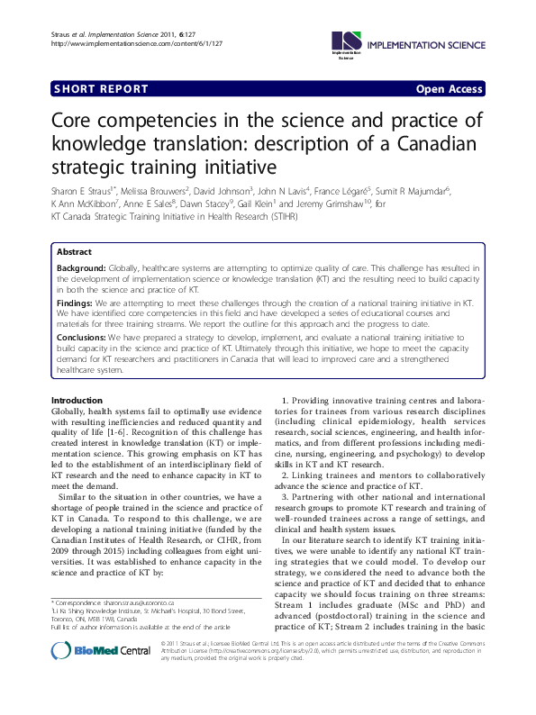 (PDF) Core competencies in the science and practice of knowledge ...
