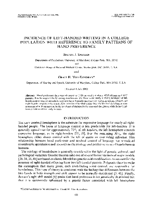 (PDF) Incidence of left-handed writing in a college population with ...