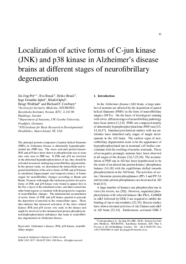 (PDF) Localization of active forms of C-jun kinase (JNK) and p38 kinase ...