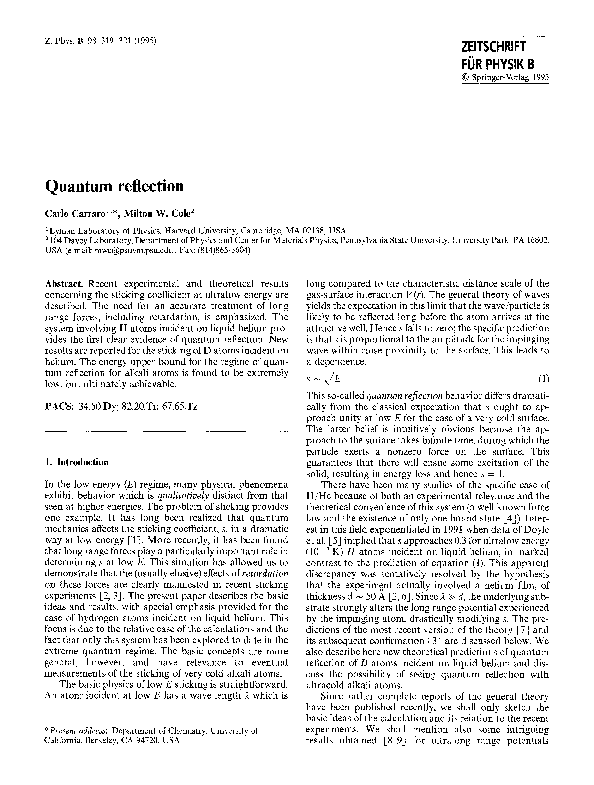 (PDF) Quantum reflection