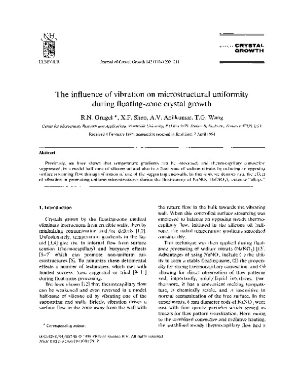 (PDF) The influence of vibration on microstructural uniformity during floating-zone crystal growth