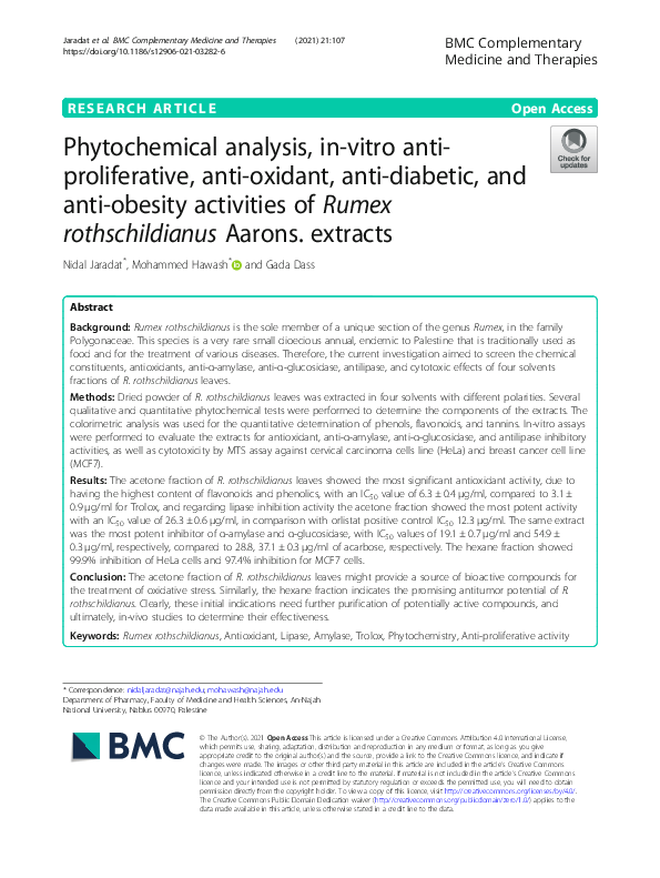 (PDF) Phytochemical analysis, in-vitro anti-proliferative, anti-oxidant, anti-diabetic, and anti ...