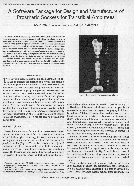 (PDF) A Software Package for Design and Manufacture of Prosthetic ...