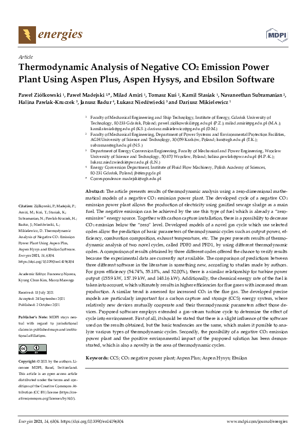 (PDF) Thermodynamic Analysis of Negative CO2 Emission Power Plant Using ...