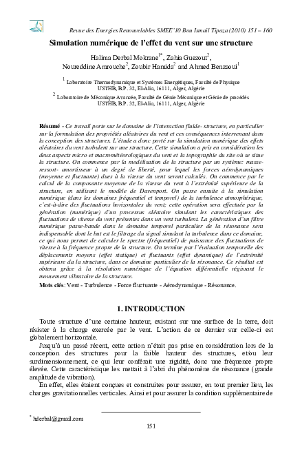 (PDF) Simulation numérique de l'effet du vent sur une structure