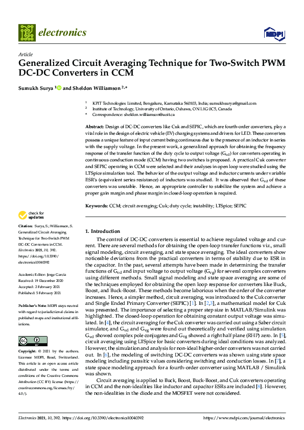 (PDF) Generalized Circuit Averaging Technique for Two-Switch PWM DC-DC Converters in CCM