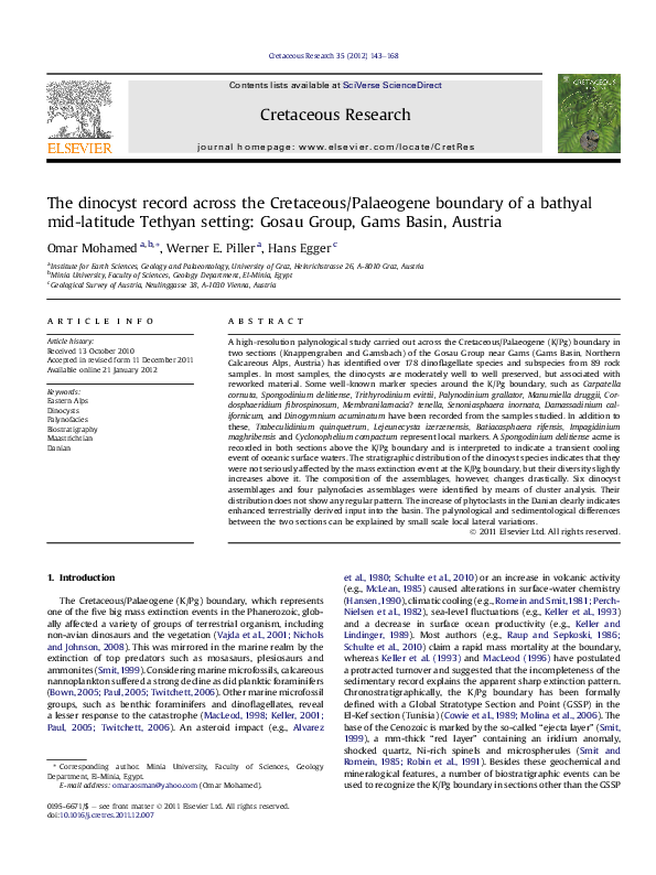 (PDF) The dinocyst record across the Cretaceous/Palaeogene boundary of ...