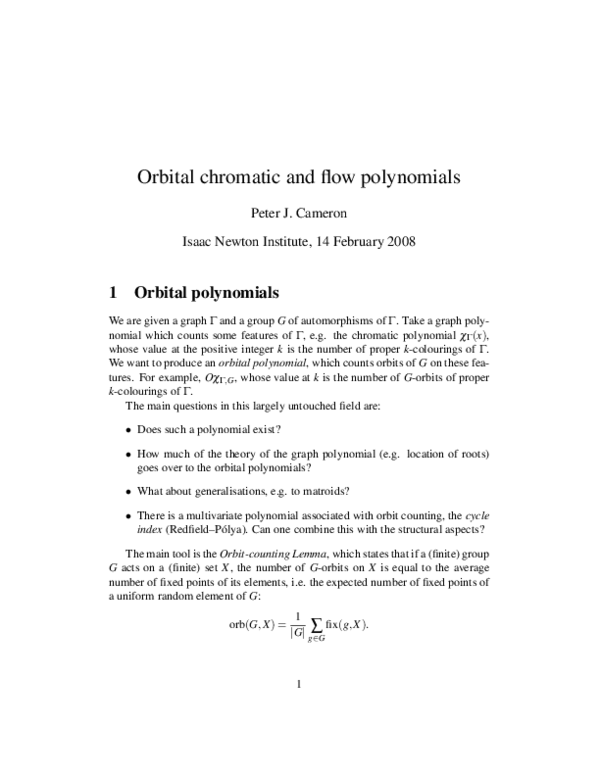 Pdf Orbital Chromatic And Flow Polynomials In Graphs