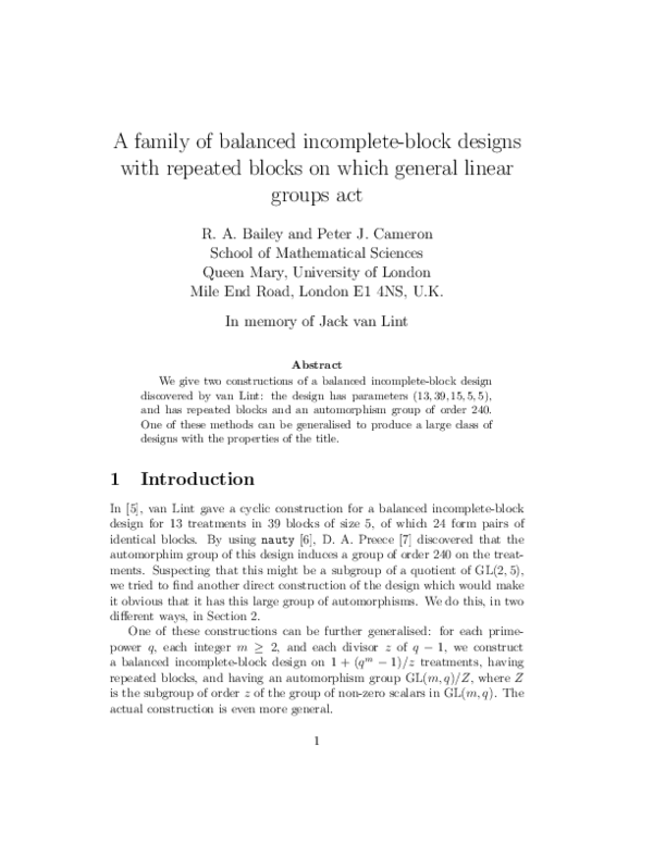 (PDF) A family of balanced incomplete-block designs with repeated ...
