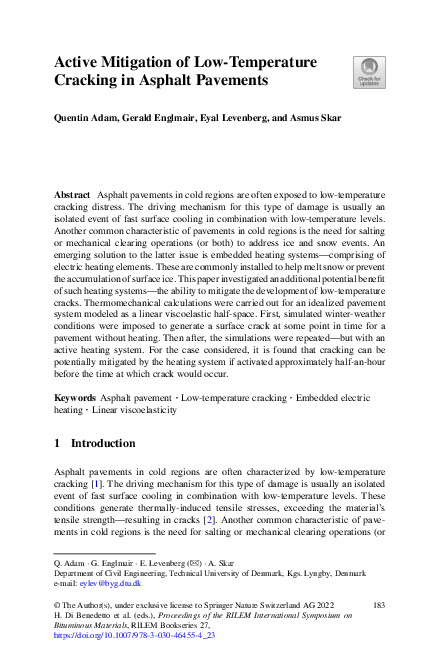 (PDF) Active Mitigation of Low-Temperature Cracking in Asphalt Pavements