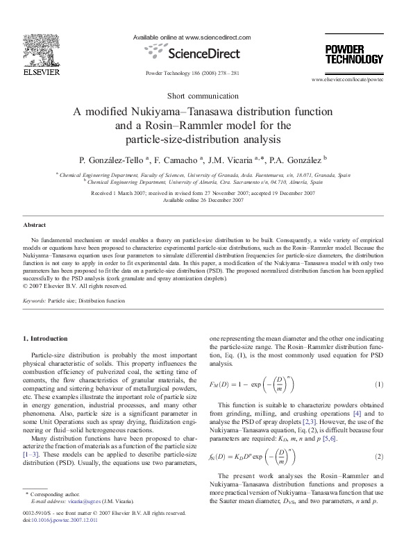 (PDF) A modified Nukiyama–Tanasawa distribution function and a Rosin ...