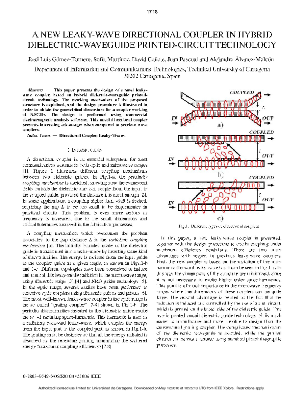 (PDF) A New Leaky-Wave Directional Coupler in Hybrid Dielectric-Waveguide Printed-Circuit Technology