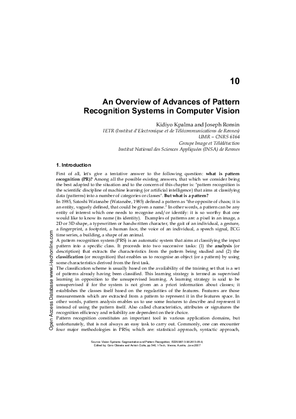 Pdf An Overview Of Advances Of Pattern Recognition Systems In