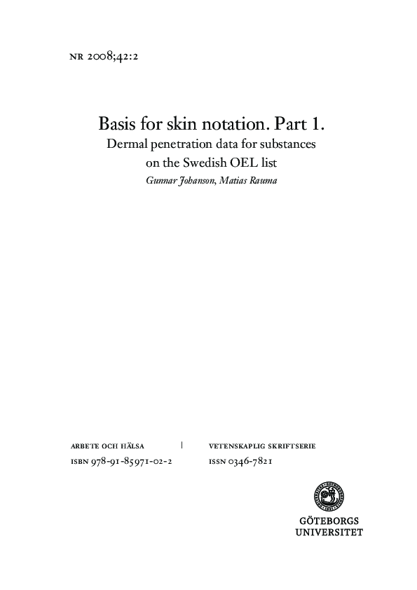 (PDF) Basis for skin notation. Part 1. Dermal penetration data for ...