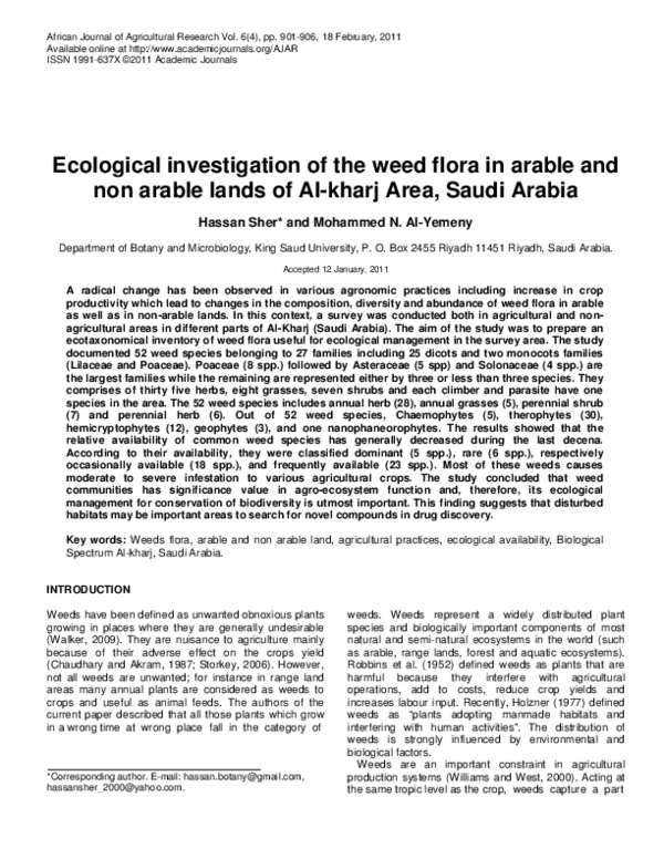 (PDF) Ecological investigation of the weed flora in arable and non ...