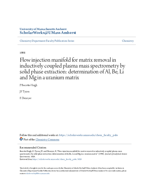 (PDF) Flow injection manifold for matrix removal in inductively coupled ...