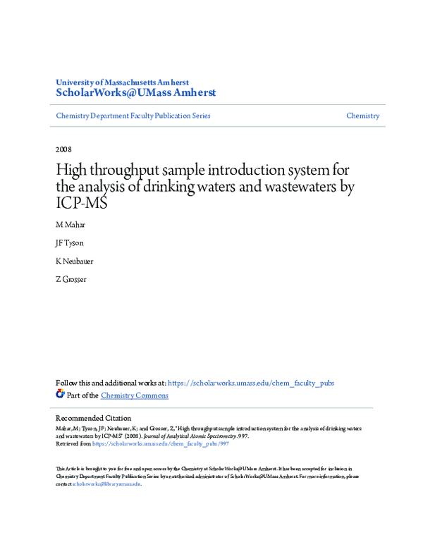 (PDF) High throughput sample introduction system for the analysis of ...