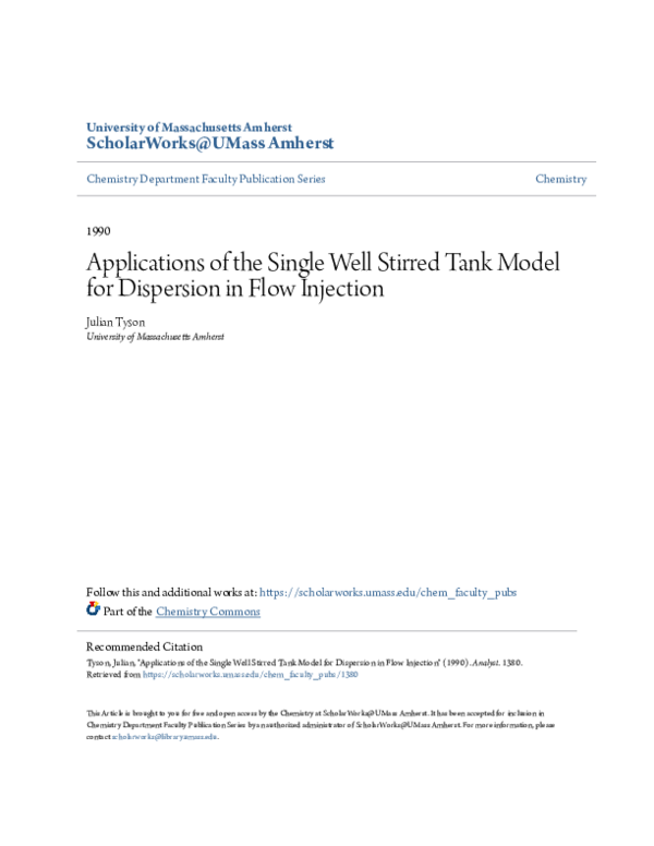 (PDF) Applications of the single well stirred tank model for dispersion ...